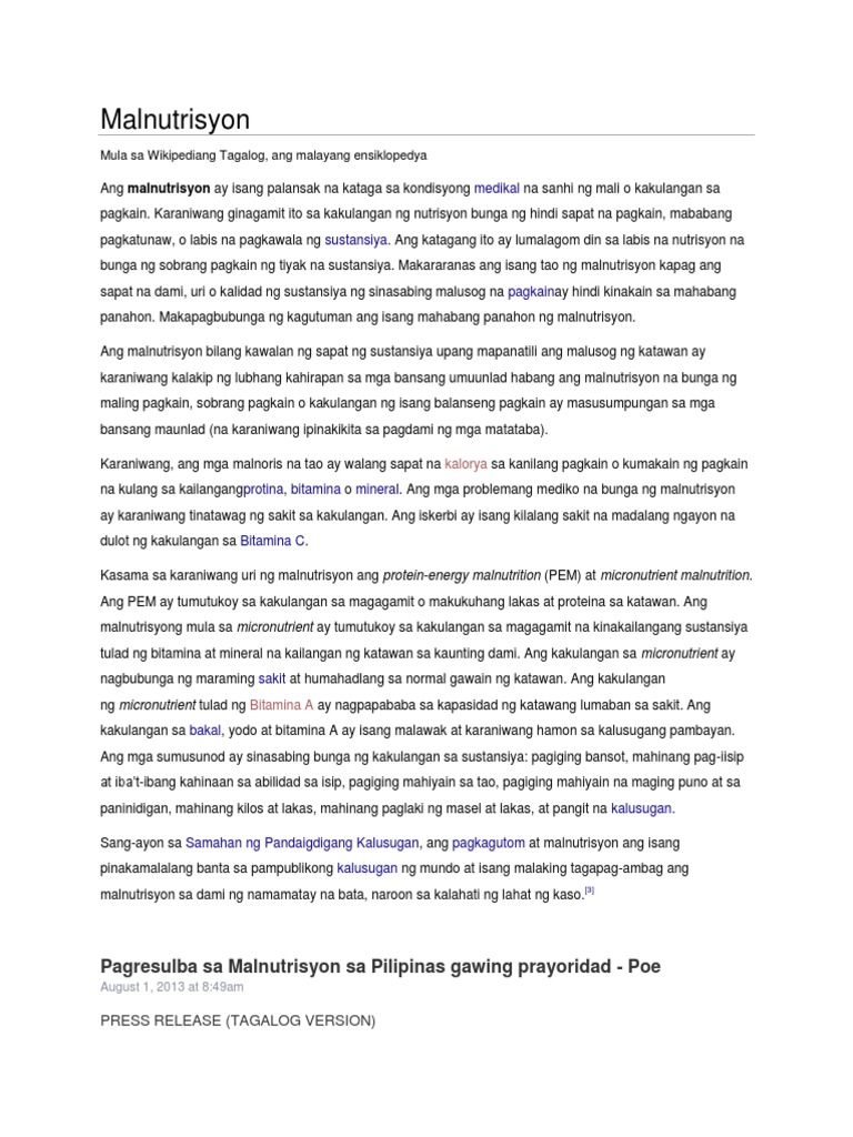 Malnutrisyon | PDF