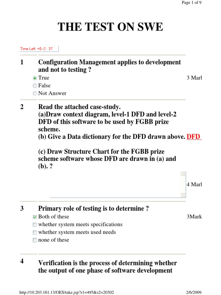The Test On Swe: True 3 Mark False Not Answer | PDF | Software Testing ...