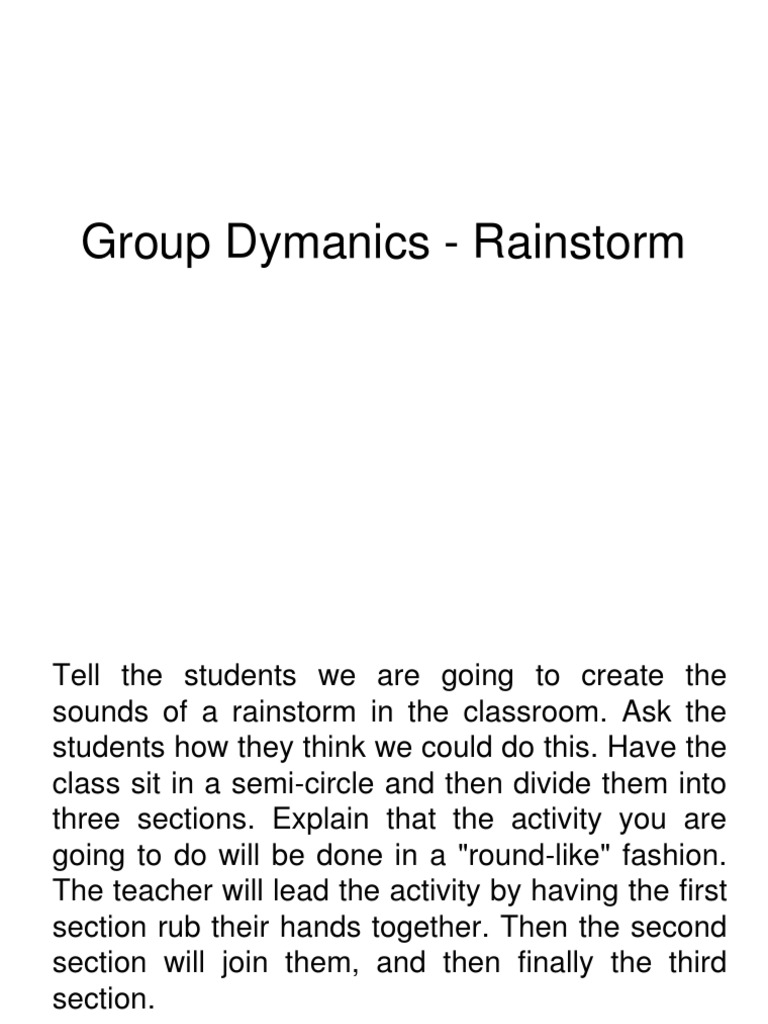 Classroom Rainstorm Sound Activity | PDF