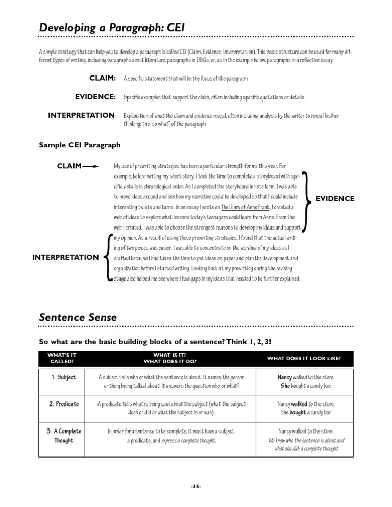 CEI Explanation | Essays | Sentence (Linguistics)