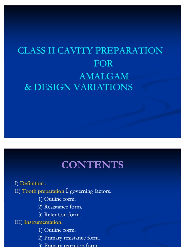 Class II Amalgam Cavity Preparation For Amalgam | PDF | Tooth Enamel ...