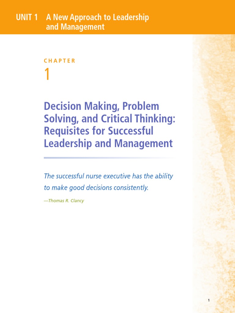 Chapter 1 - Decision Making, Problem Solving, Critical Thinking | PDF ...