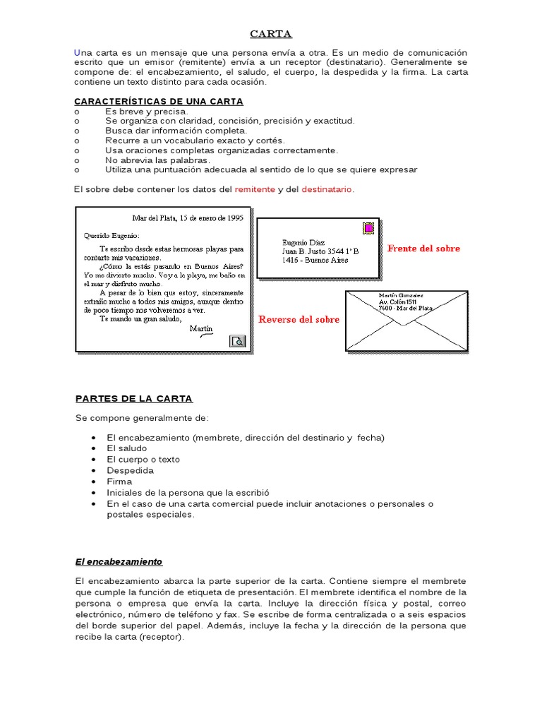 Partes y elementos de una carta | PDF | Correo electrónico | Semiótica