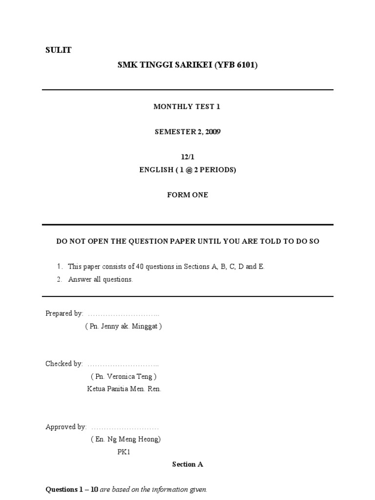 Monthly Test Form 1 | PDF | Smoking | Tobacco Smoking