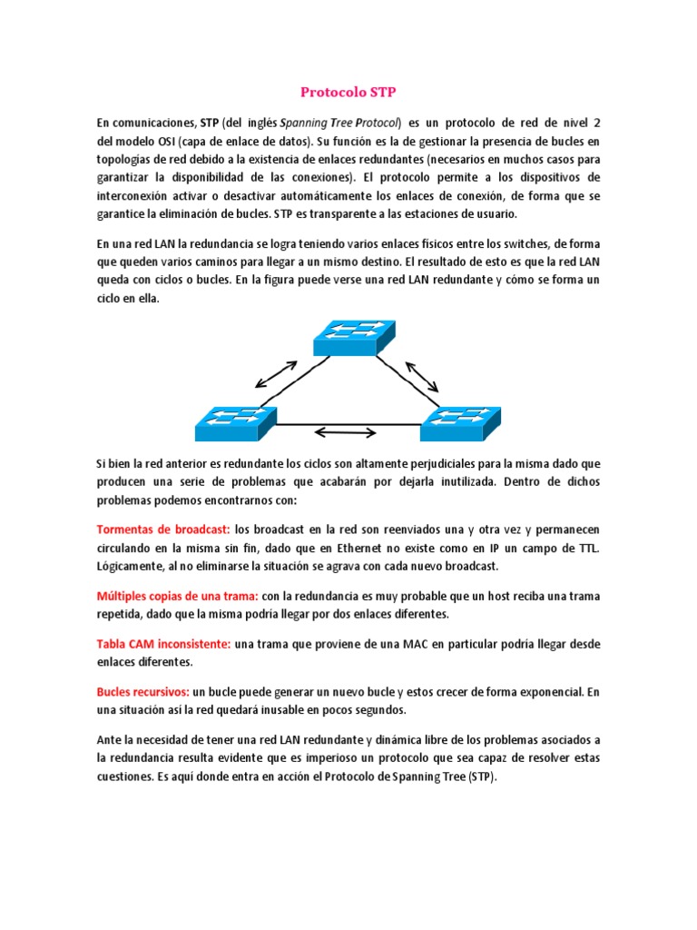 Protocolo STP | PDF | Transmisión de datos | Protocolos de red