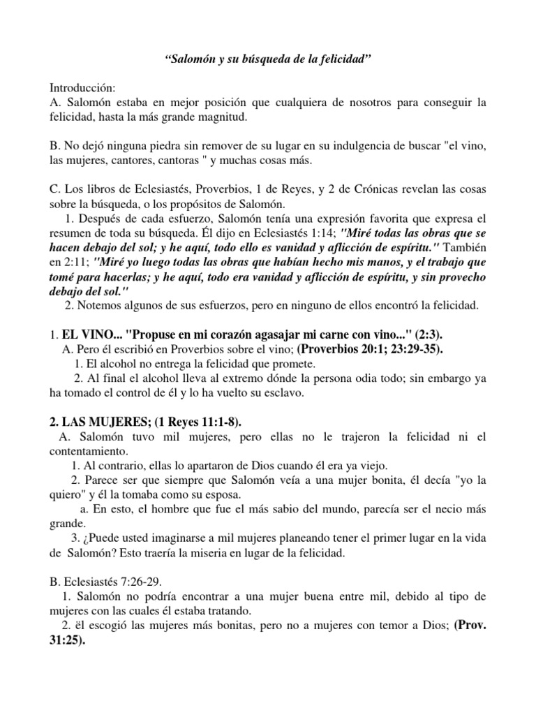 La búsqueda de la felicidad en Salomón | PDF | Solomons | Libro de ...