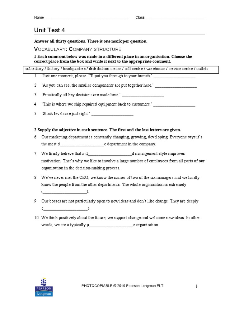Unit Test 4 | PDF | Business | Marketing