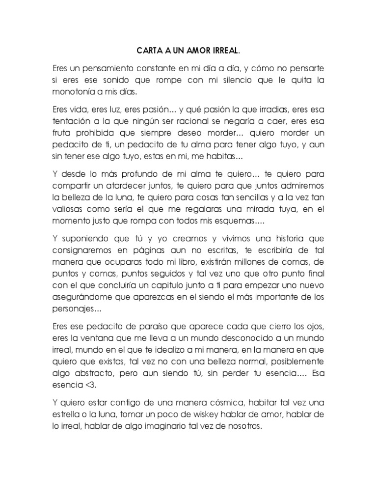 Carta A Un Amor Irreal | PDF