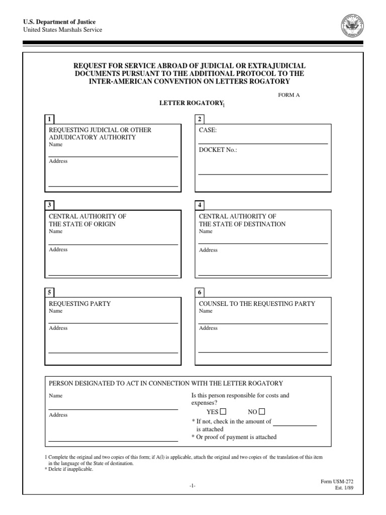 USM Form 272 and 272A | PDF | Service Of Process | Pleading