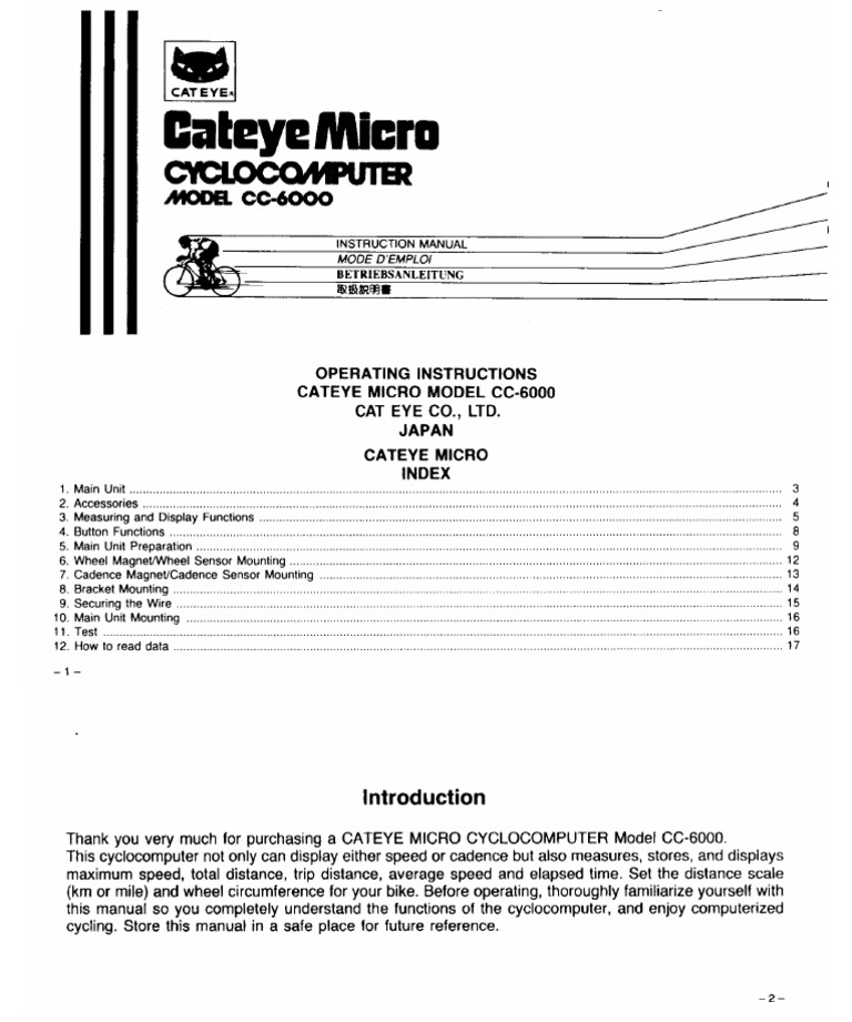 Cateye Micro CC-6000 - E Manual | PDF