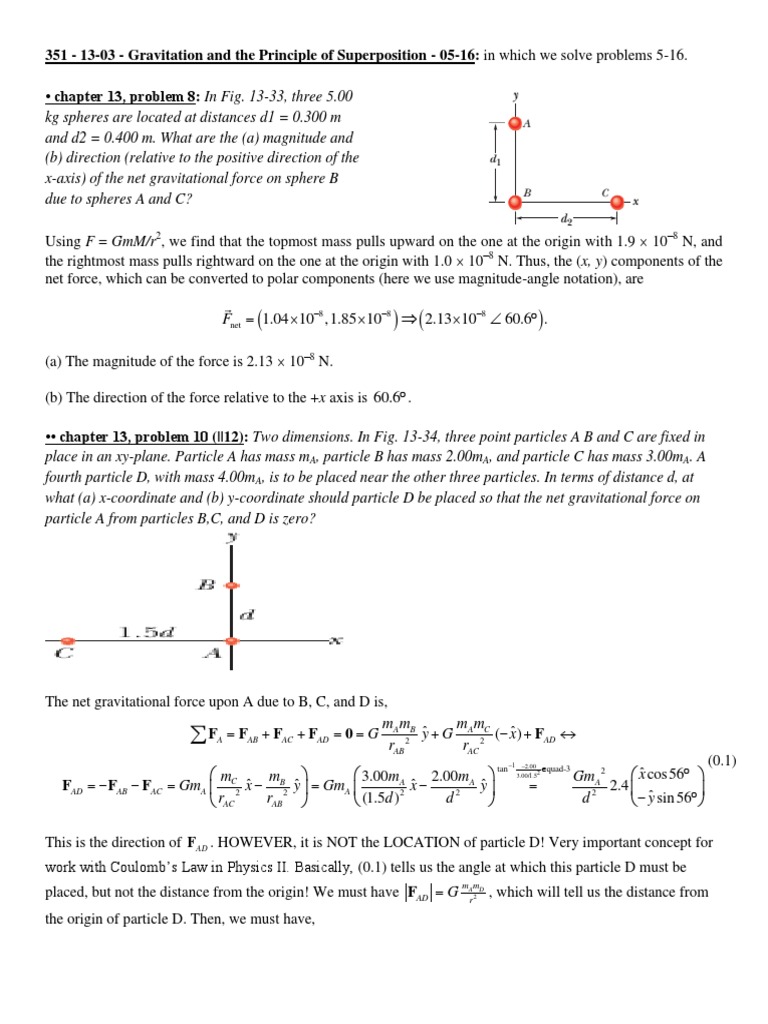 Gravitational Force Problem Solutions | PDF | Sphere | Mass