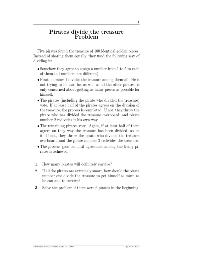 Treasure Division Among Pirates | PDF | Teaching Mathematics