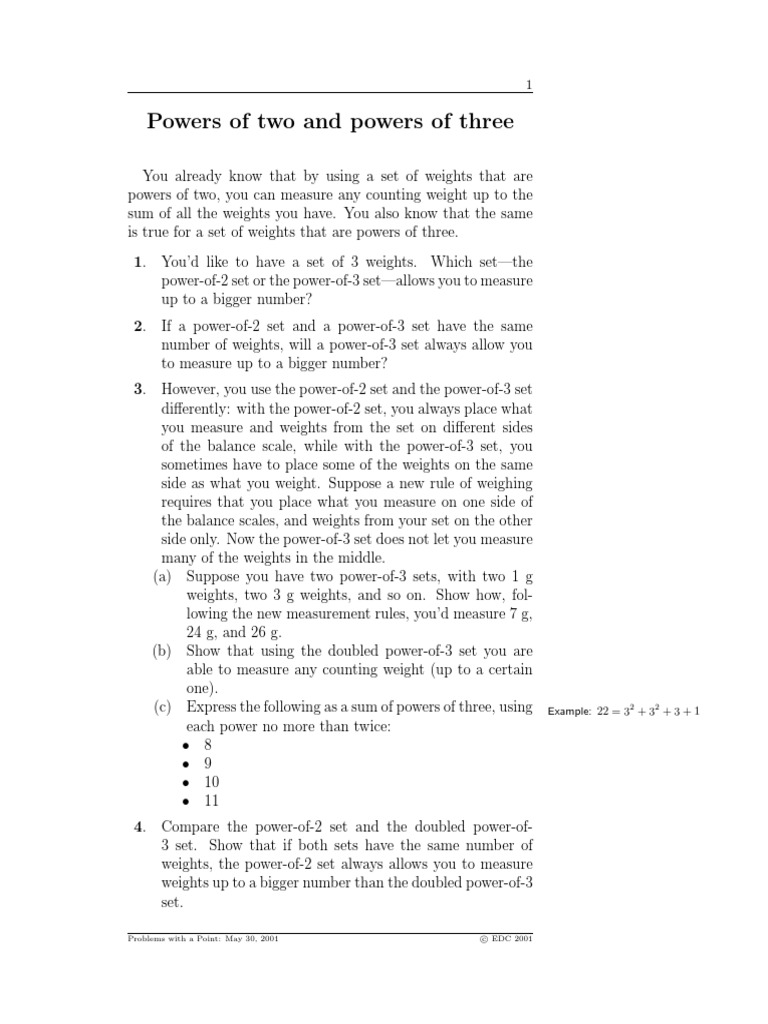 38 Powers of Two and Powers of Three - NsPower23 | PDF | Weight ...