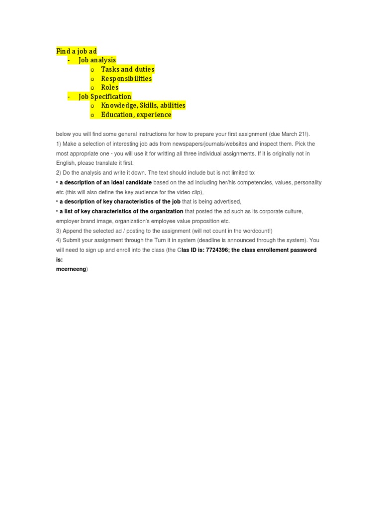 Job Ad Assignment | PDF | Employment | Advertising