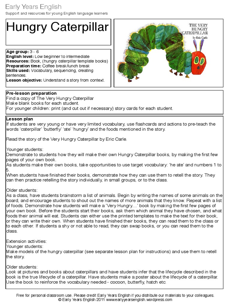Hungry Caterpillar Lesson | PDF | Lesson Plan | Vocabulary