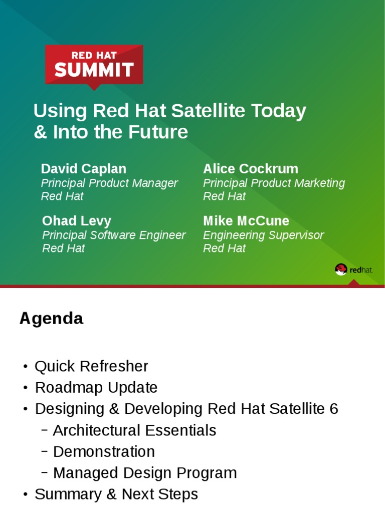 Red Hat Satellite 6 Overview and Roadmap | PDF