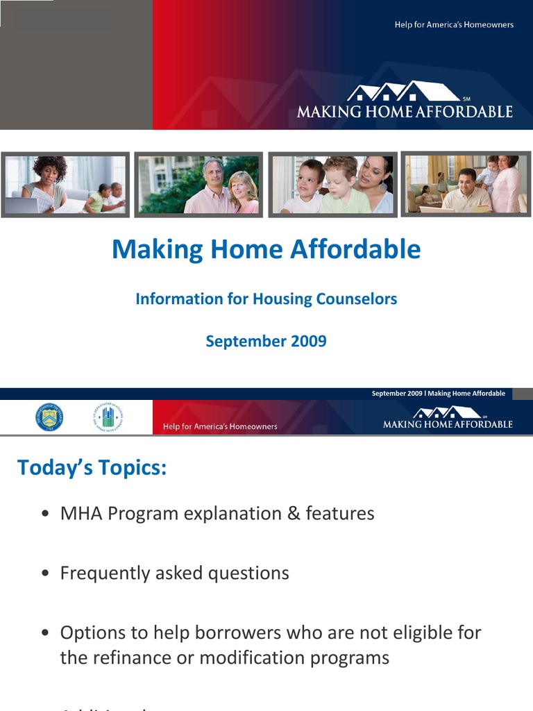 MHA Guidelines for Housing Counselors | PDF | Home Affordable ...
