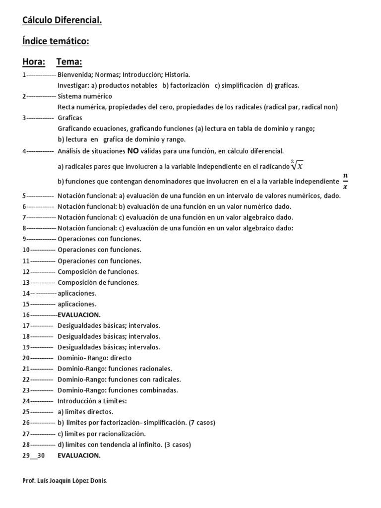 Indice Tematico Mate IV | PDF | Derivado | Calculo diferencial