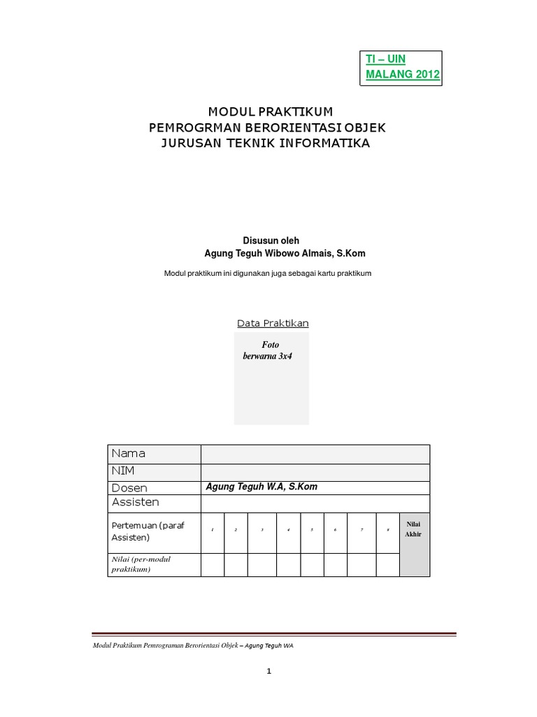 Modul Prak PBO | PDF | Komputer
