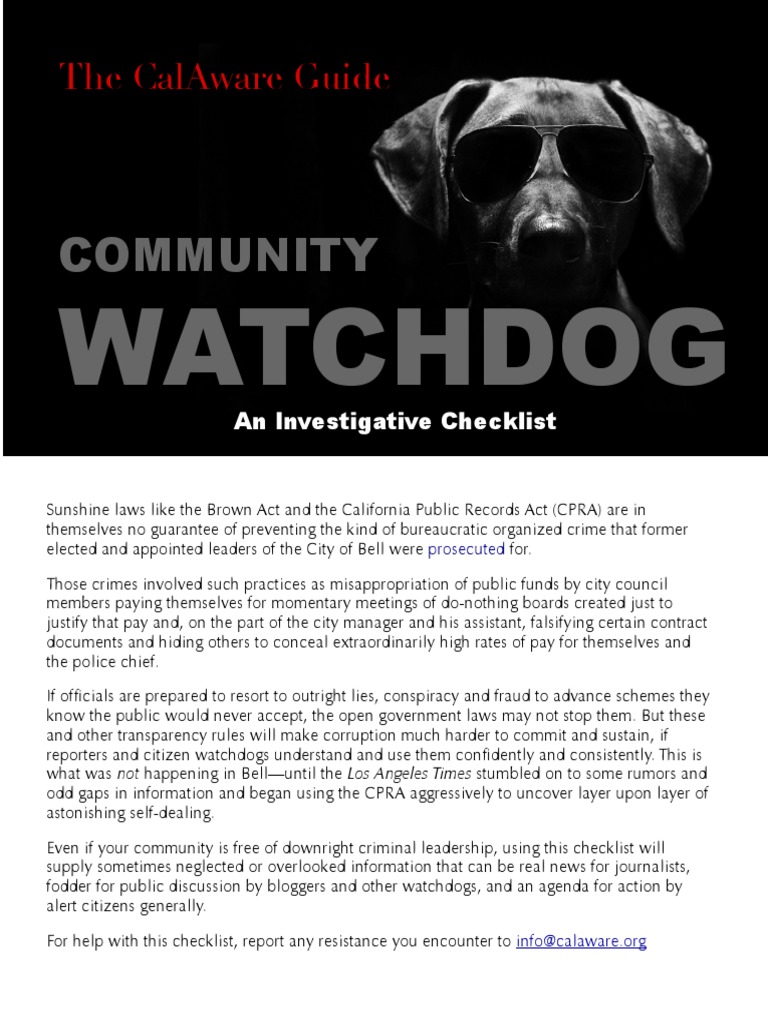 Community Watchdog Guide PDF | PDF | Lawsuit | Supreme Court Of California