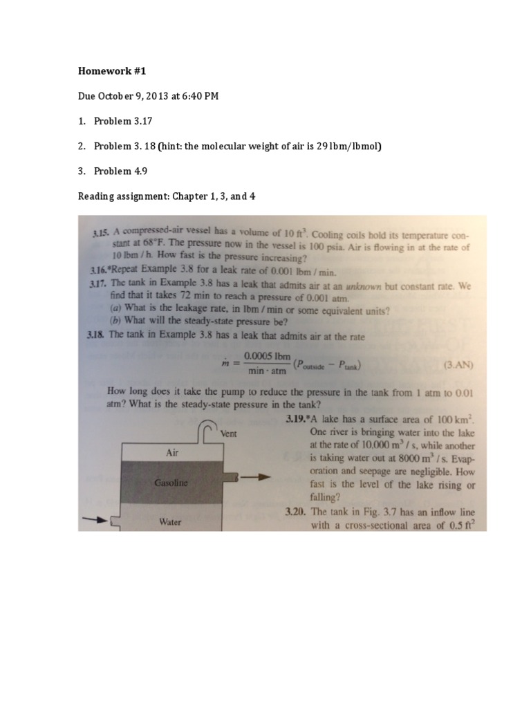 Engineering Homework Due 10/9/13 | PDF | Science & Mathematics