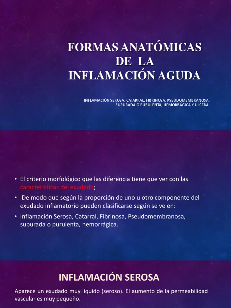 Tipos de Inflamación Aguda y Exudados | PDF | Edema | Inflamación
