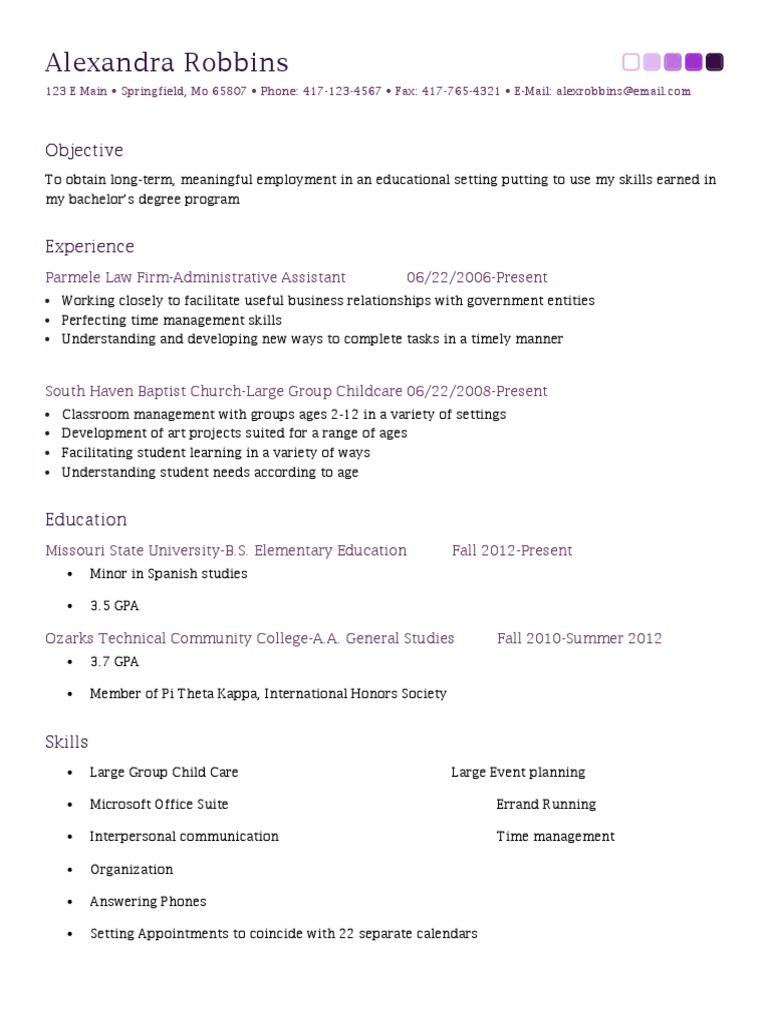 Educational Employment Resume for Alexandra Robbins | PDF | Career & Growth