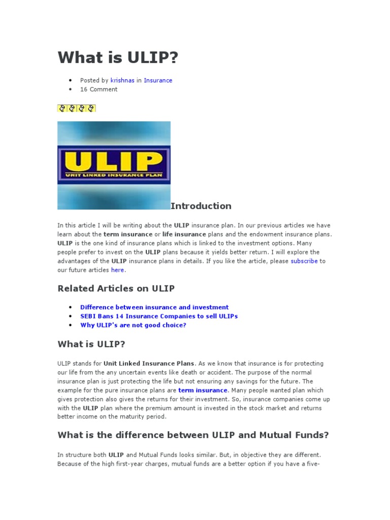 Ulip | PDF | Insurance | Life Insurance