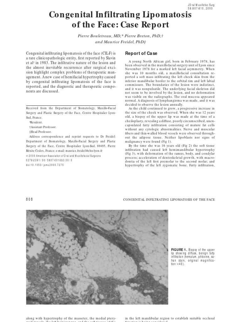 Congenital Infiltrating Lipomatosis of The Face Case Report PDF | PDF ...