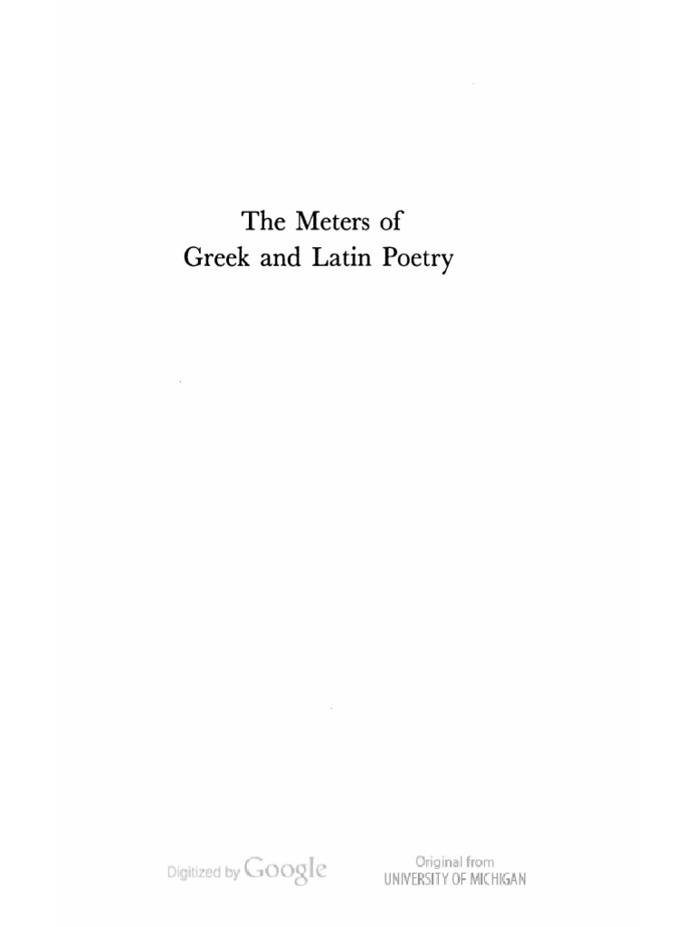 The Meters of Greek and Latin Poetry | PDF | Poetics | Poetic Rhythm