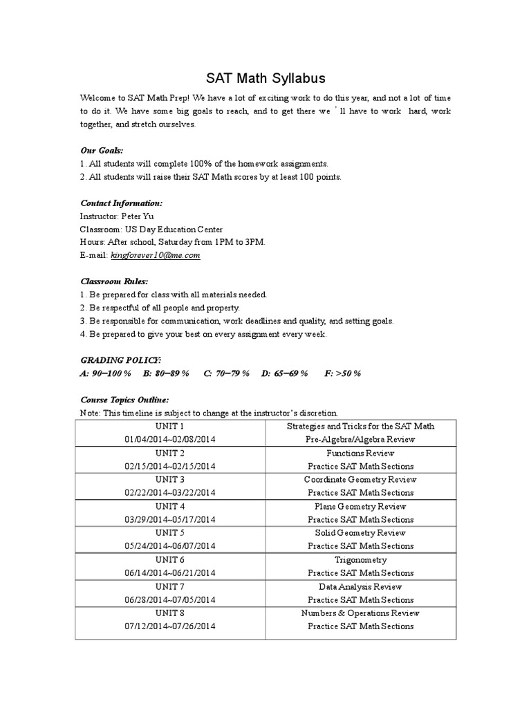 SAT Syllabus | PDF | Sat | Data Collection
