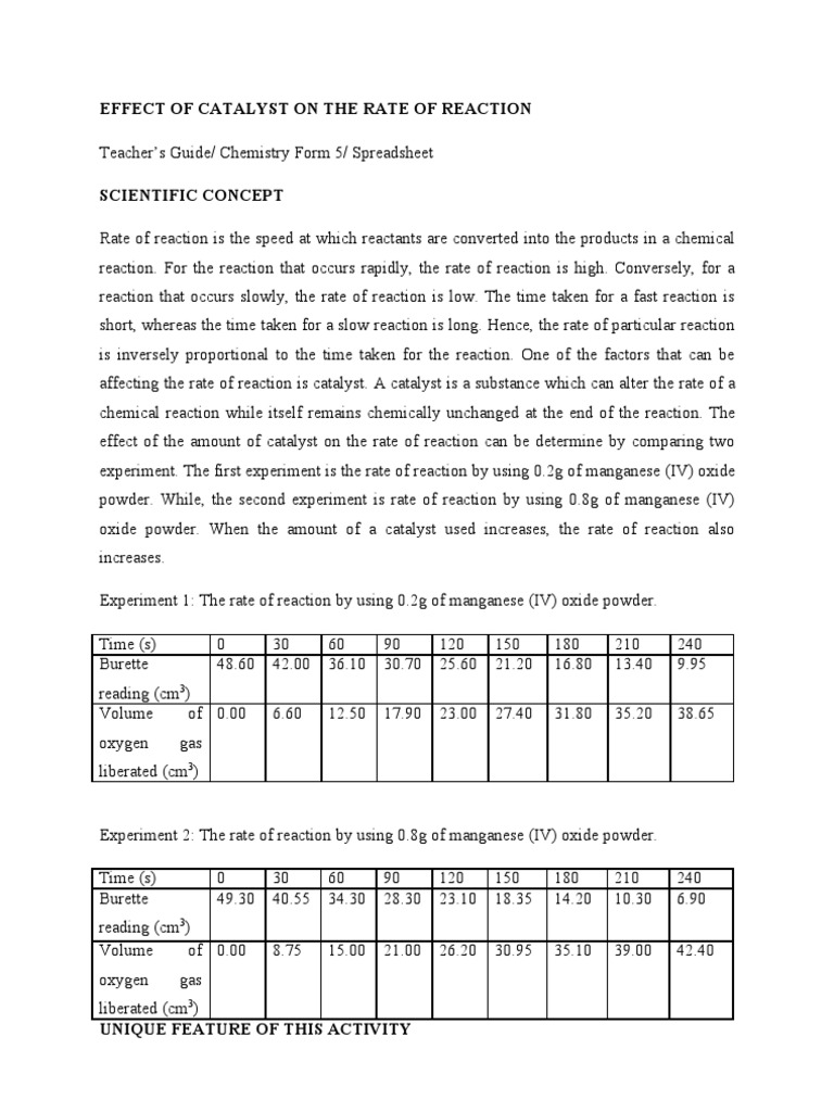 Catalyst Impact on Reaction Rates | PDF | Reaction Rate | Chemical ...