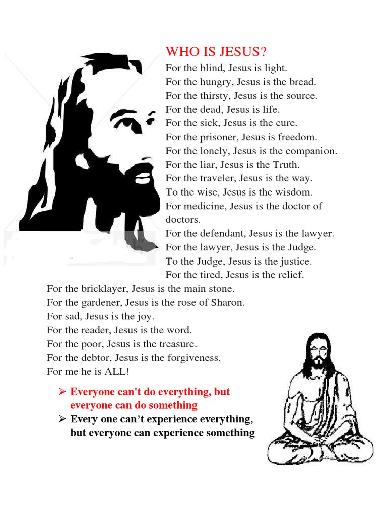 Who Is Jesus?: Everyone Can't Do Everything, But | PDF | Self ...
