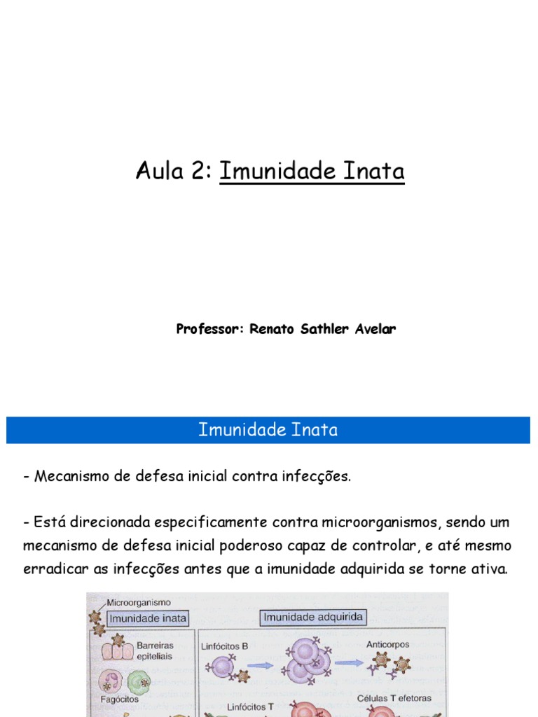 Aula - Imunidade Inata | PDF | Sistema imunológico | Sistema complementar