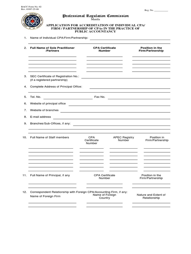 New Boa Bacc Form | PDF | Certified Public Accountant | Government ...