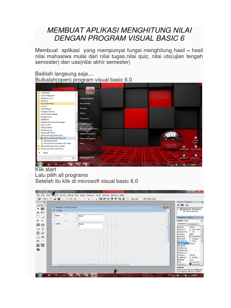 Membuat Aplikasi Menghitung Nilai Dengan Program Visual Basic 6 | PDF