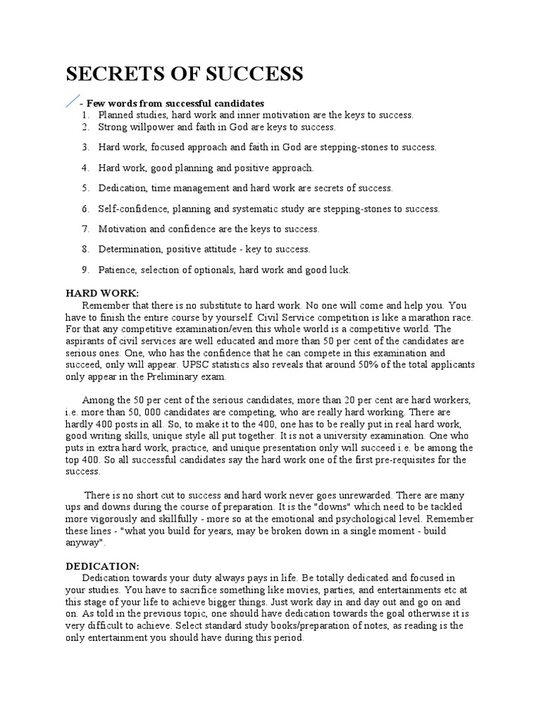 Secrets of Success | PDF | Motivation | Motivational