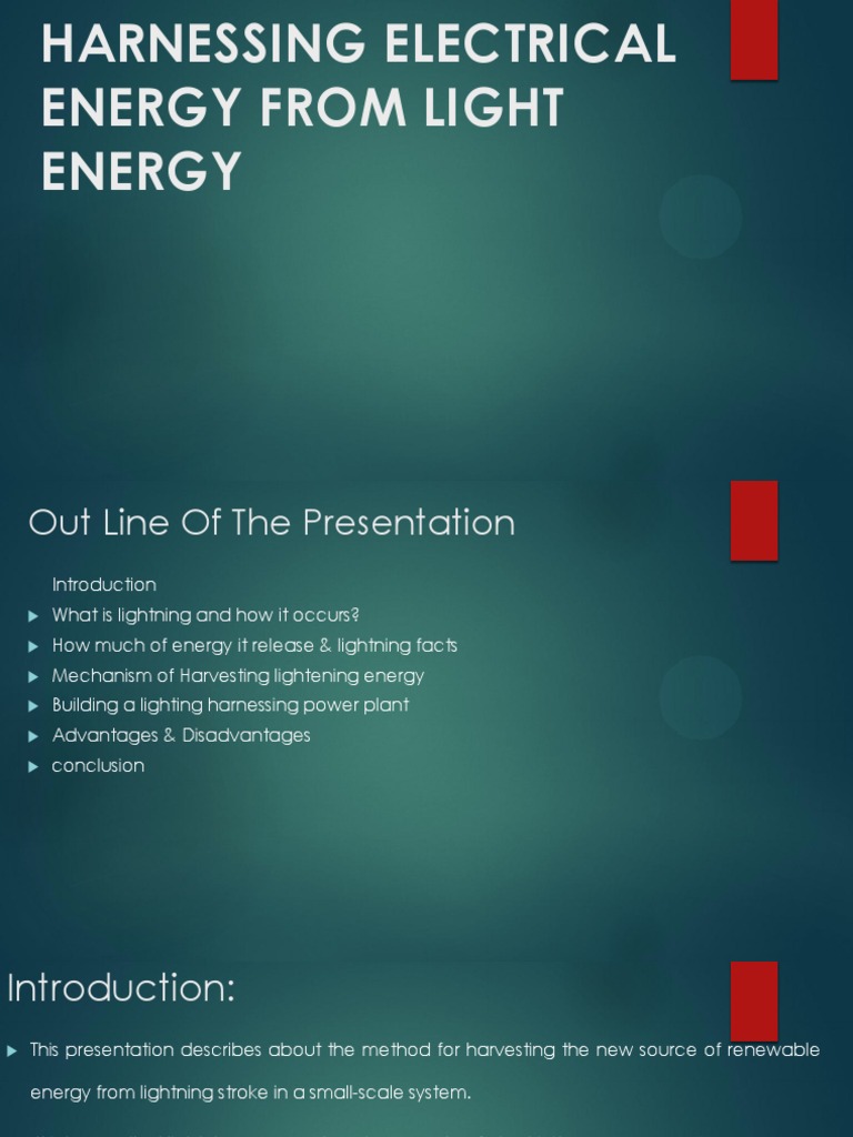 Harnessing Electrical Energy From Light Energy | Lightning | Electricity