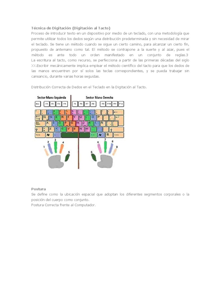 Técnica de Digitación al Tacto | PDF | Teclado | Informática