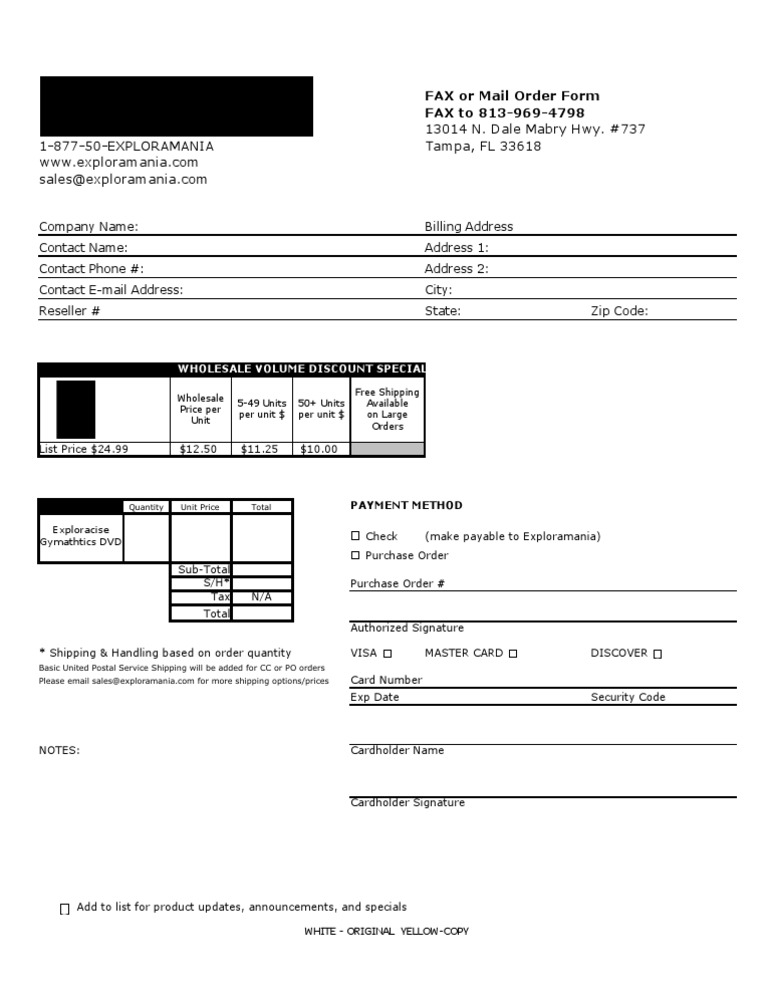 A Order Form-1 | PDF