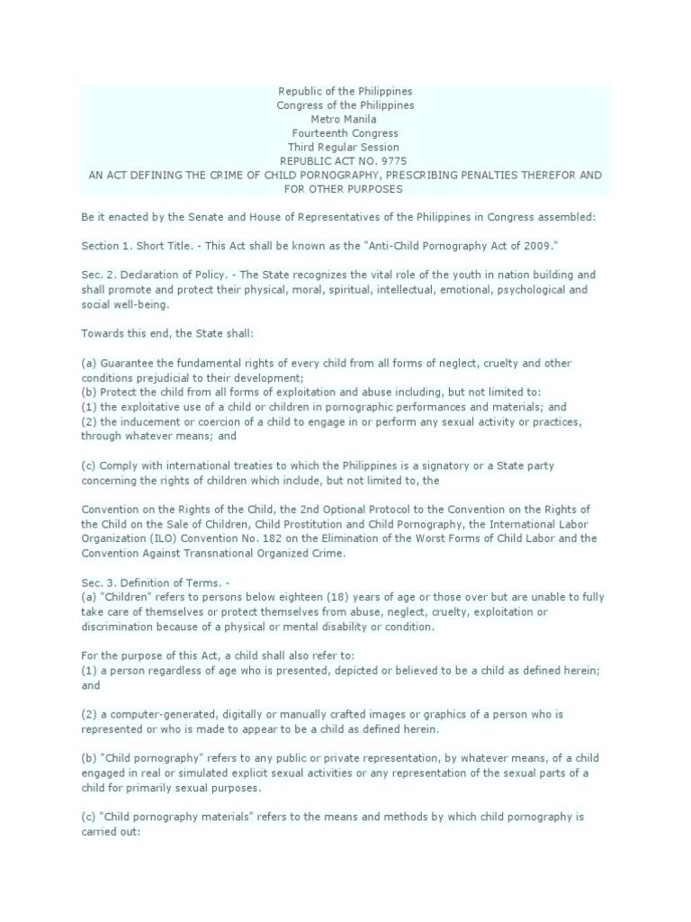 Anti-Child Pornography Act of 2009 | PDF | Victimology | Child Pornography