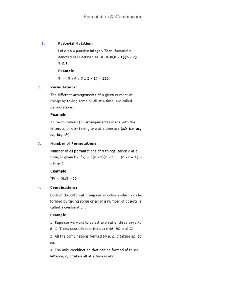 Permutation & Combination | PDF | Permutation | Combinatorics