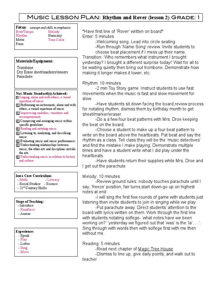 Level 2 Lessonplan 2 | PDF | Rhythm | Singing