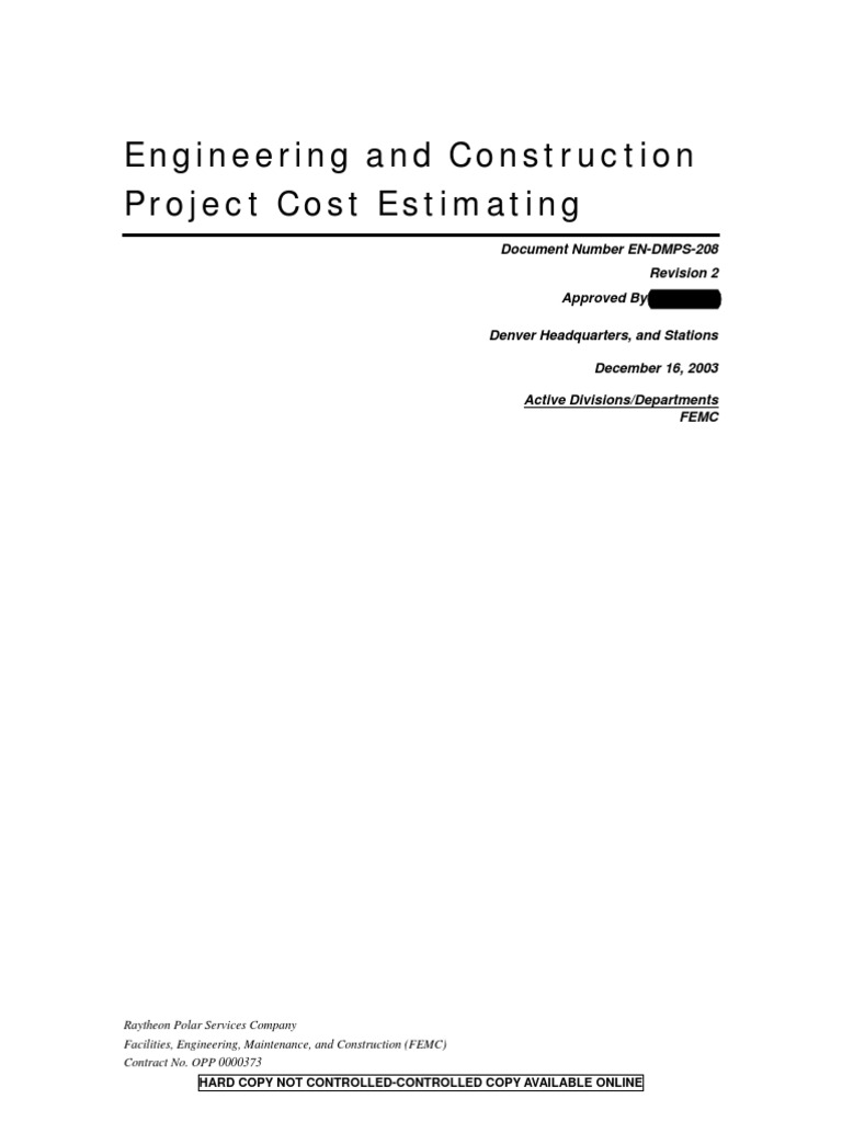 Engineering and Construction Project Cost Estimating | PDF ...