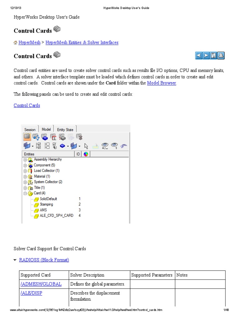 HyperWorks Desktop User's Guide - Control Card | PDF | Parameter ...