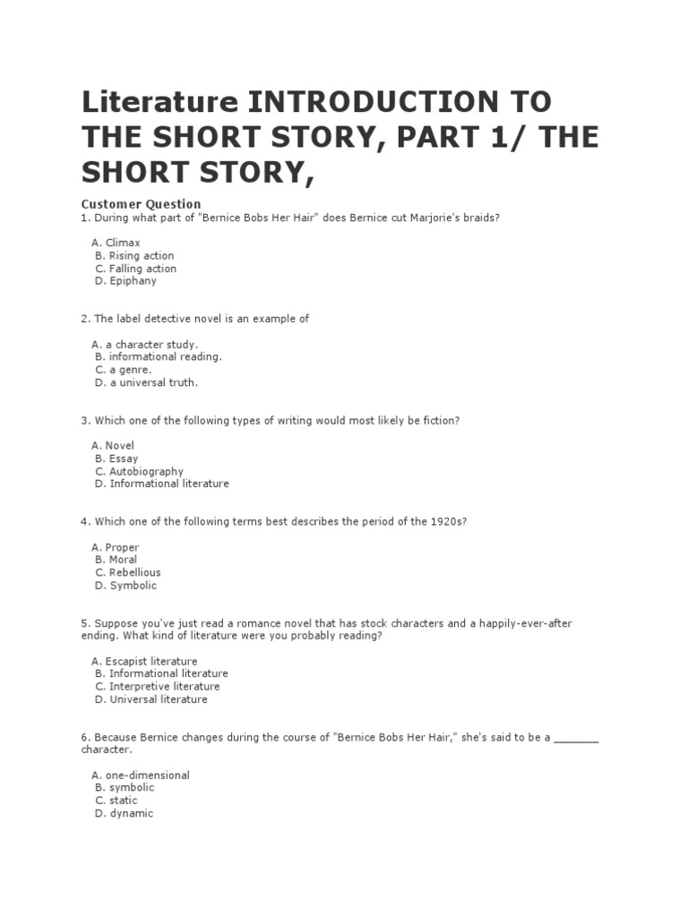 Literature Introduction to the Short Story | Poetry | Fiction & Literature