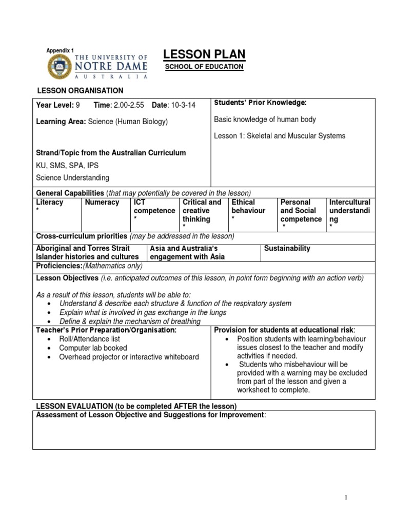 Lesson Plan Ict | PDF | Respiratory System | Respiratory Tract