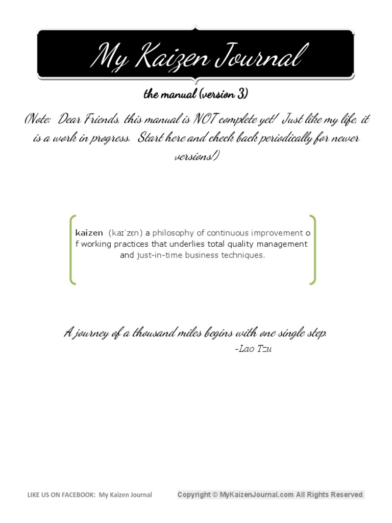 My Kaizen Journal | PDF | Mind | Self