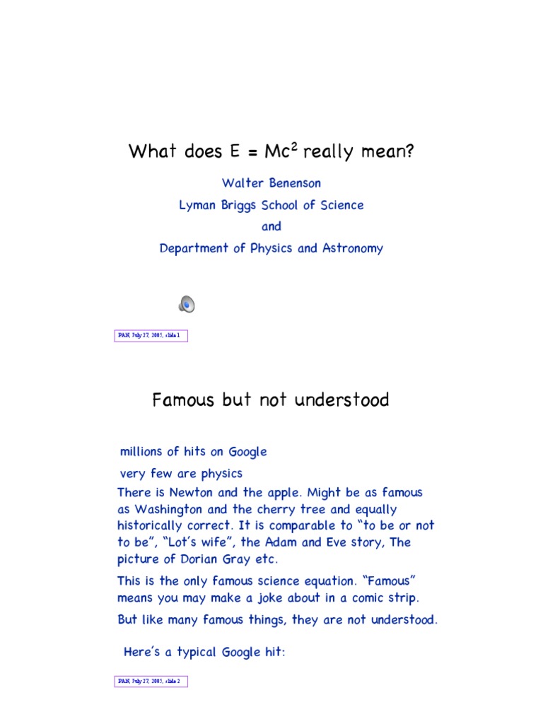 E MC2 | PDF | Photon | Mass