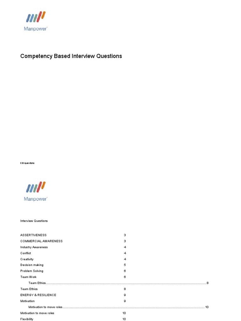 Competency Based Interview Questions | PDF